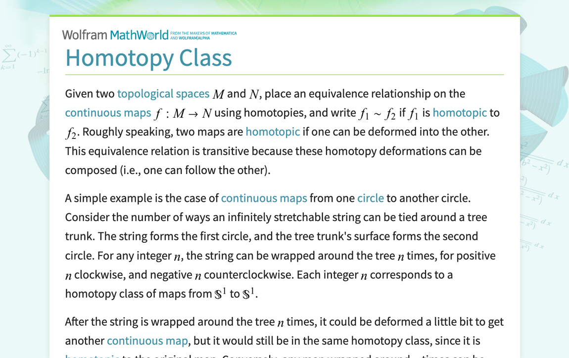 Homotopy Class -- from Wolfram MathWorld