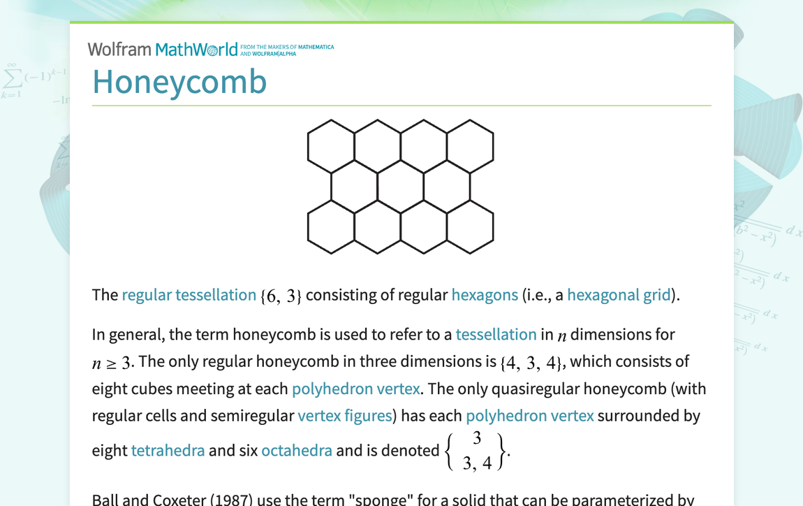 Honeycomb -- from Wolfram MathWorld