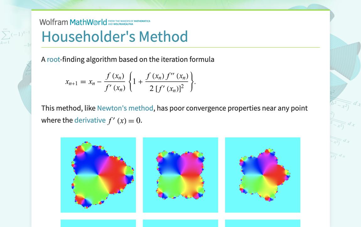 Householder's Method -- from Wolfram MathWorld