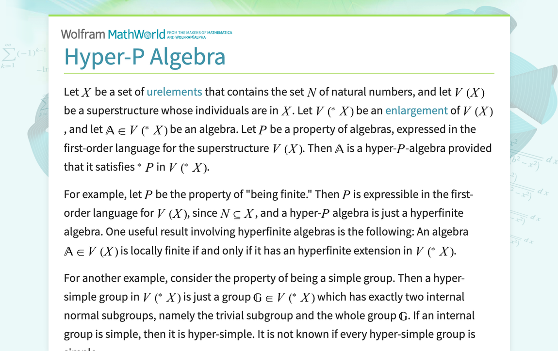 Hyper-P Algebra -- from Wolfram MathWorld