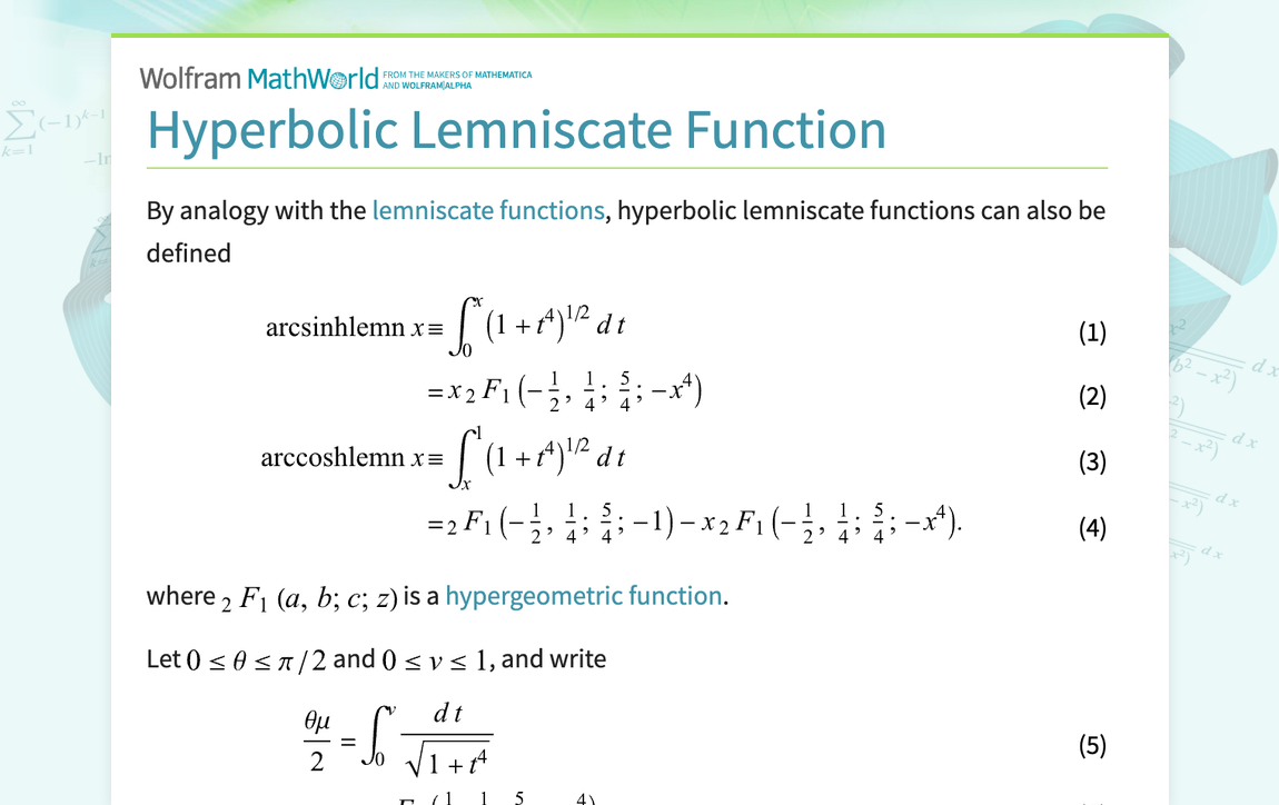 Hyperbolic Lemniscate Function -- from Wolfram MathWorld