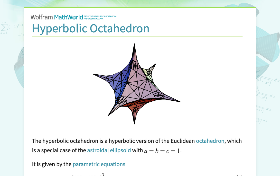Hyperbolic Octahedron -- from Wolfram MathWorld