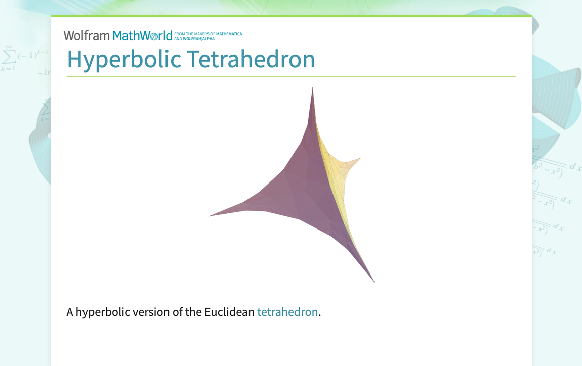 Hyperbolic Tetrahedron -- from Wolfram MathWorld