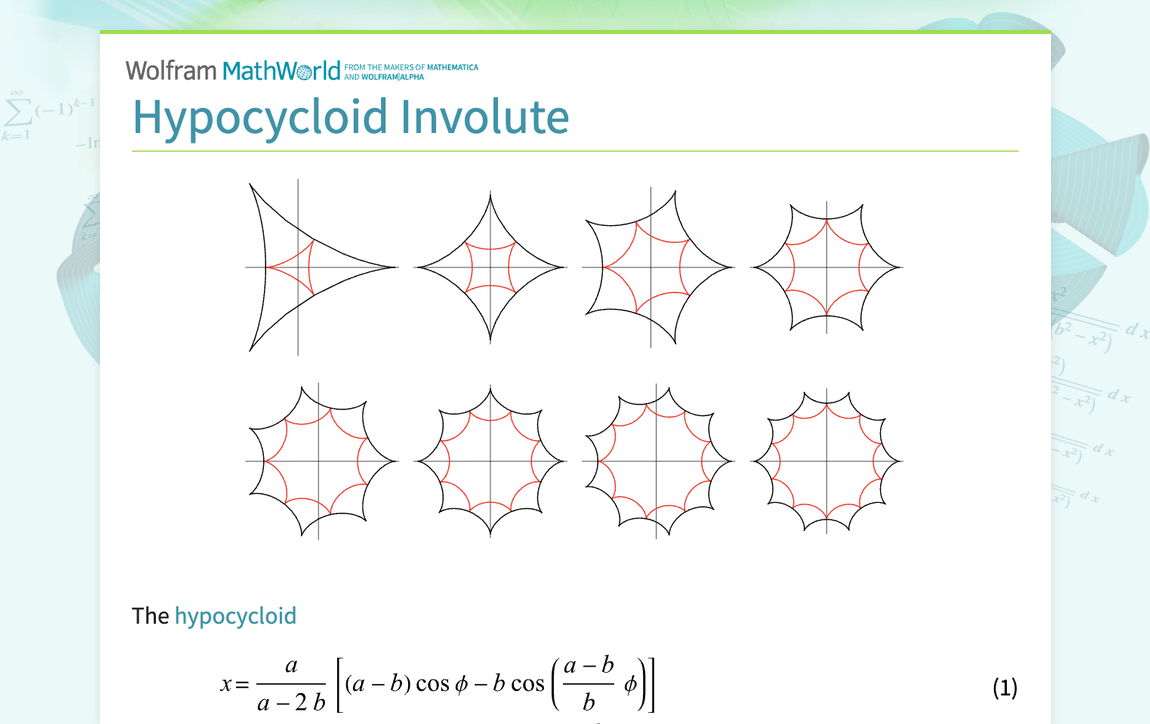 Hypocycloid Involute -- from Wolfram MathWorld