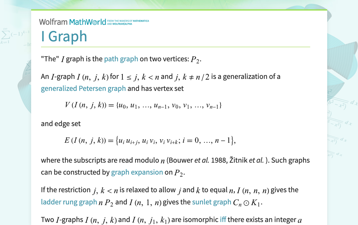 I Graph -- from Wolfram MathWorld