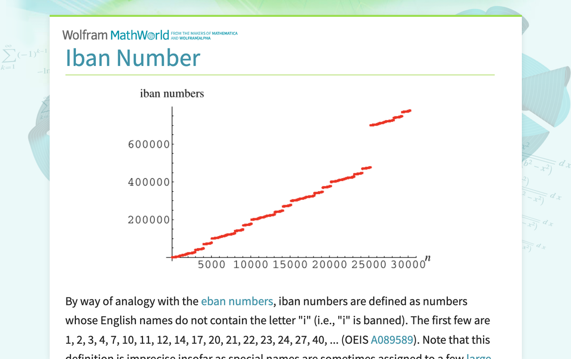 Iban Number -- from Wolfram MathWorld