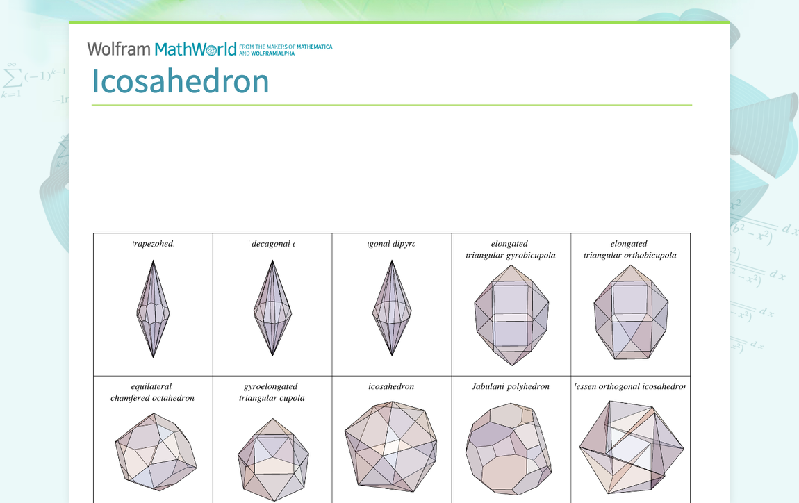 Icosahedron -- from Wolfram MathWorld