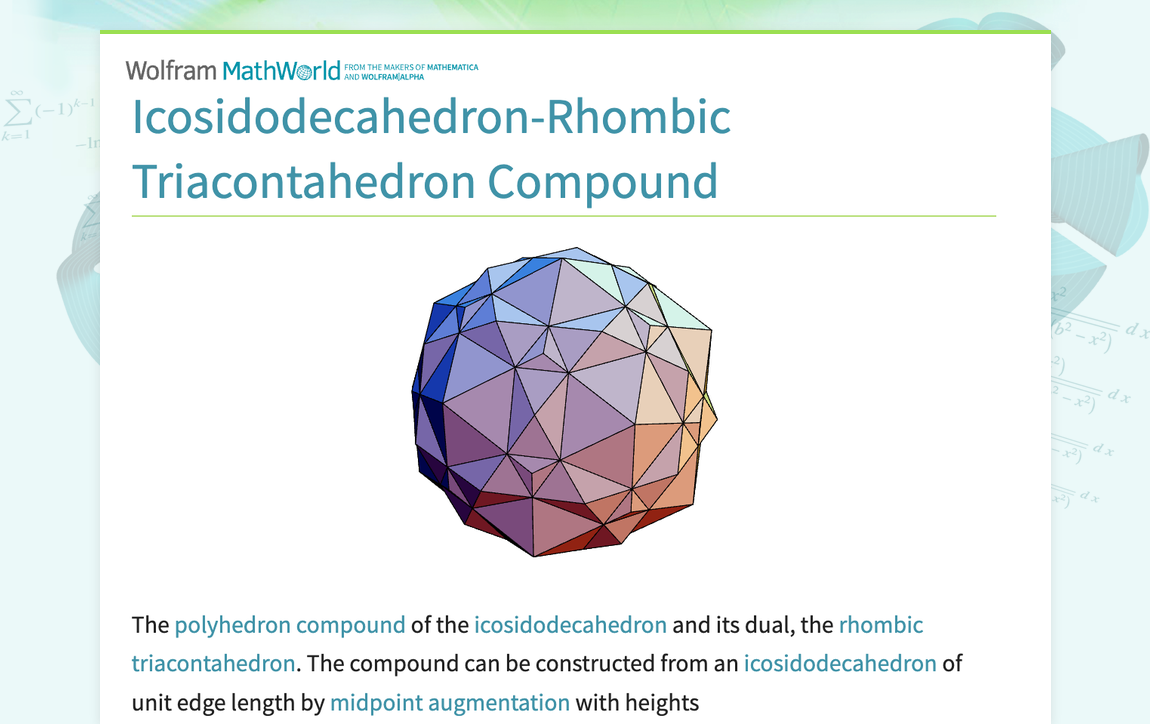 Icosidodecahedron-Rhombic Triacontahedron Compound -- from Wolfram MathWorld