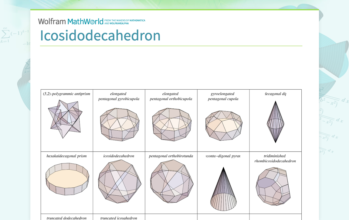 Icosidodecahedron -- from Wolfram MathWorld