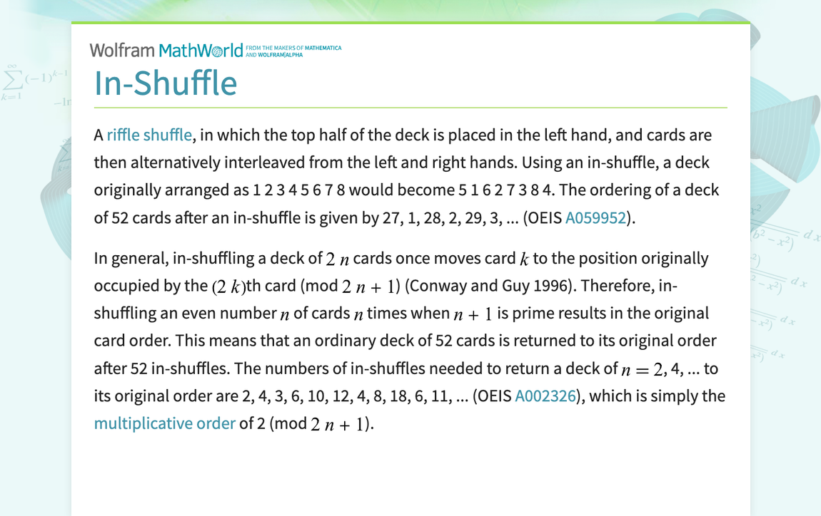 In-Shuffle -- from Wolfram MathWorld