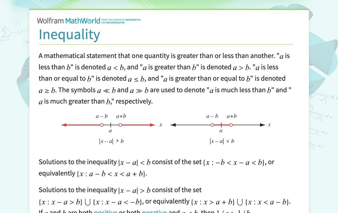 Inequality -- from Wolfram MathWorld