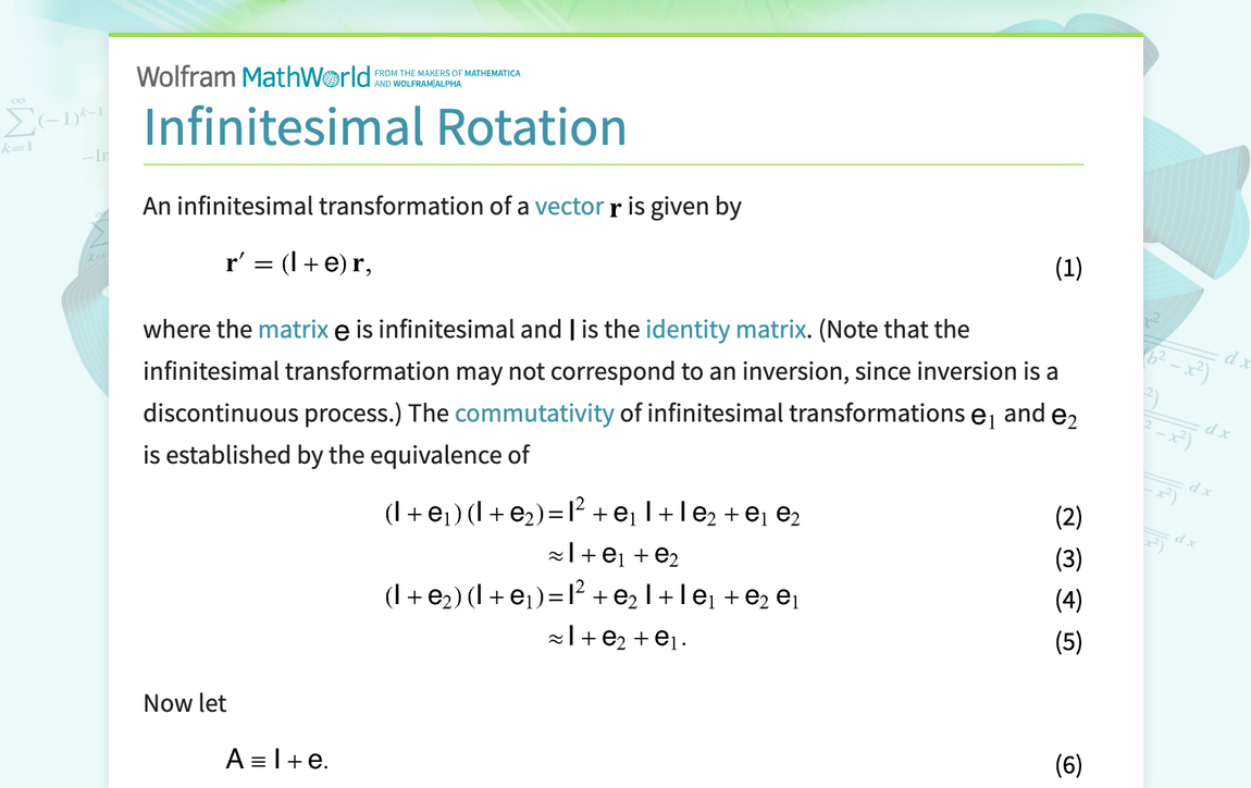 Infinitesimal Rotation -- from Wolfram MathWorld