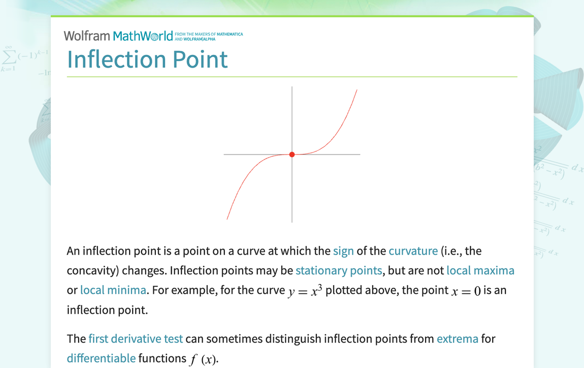 Inflection Point -- from Wolfram MathWorld