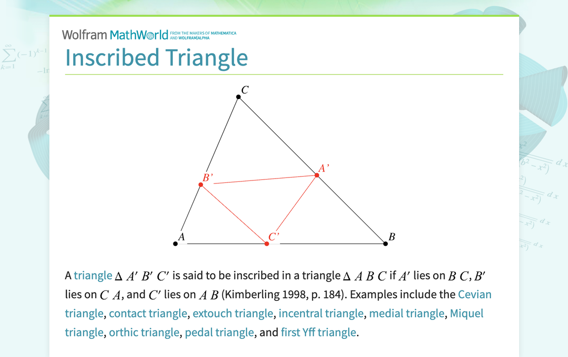 Inscribed Triangle -- from Wolfram MathWorld