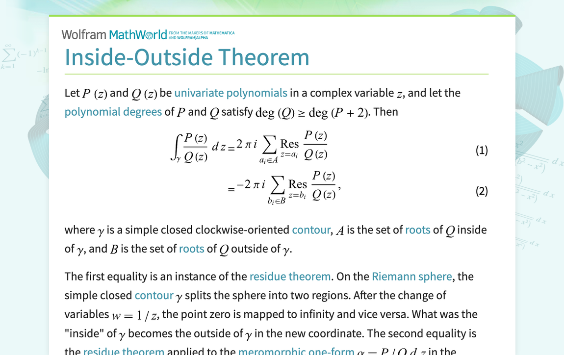 Inside-Outside Theorem -- from Wolfram MathWorld