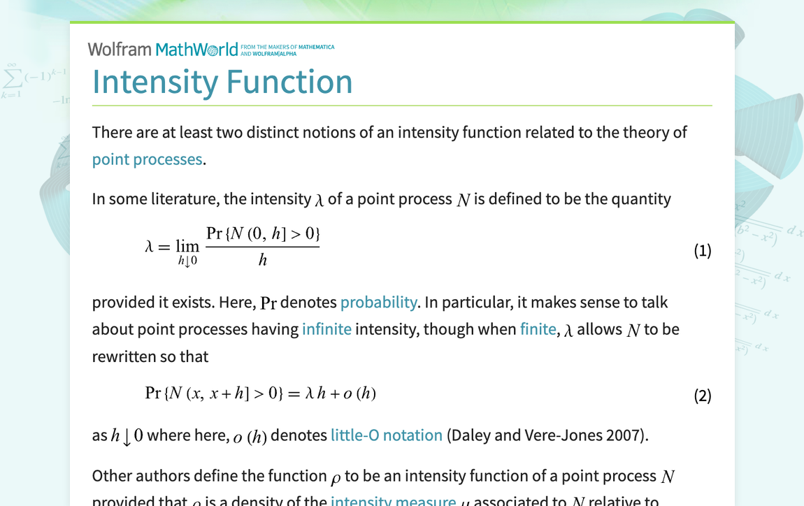 Intensity Function -- from Wolfram MathWorld