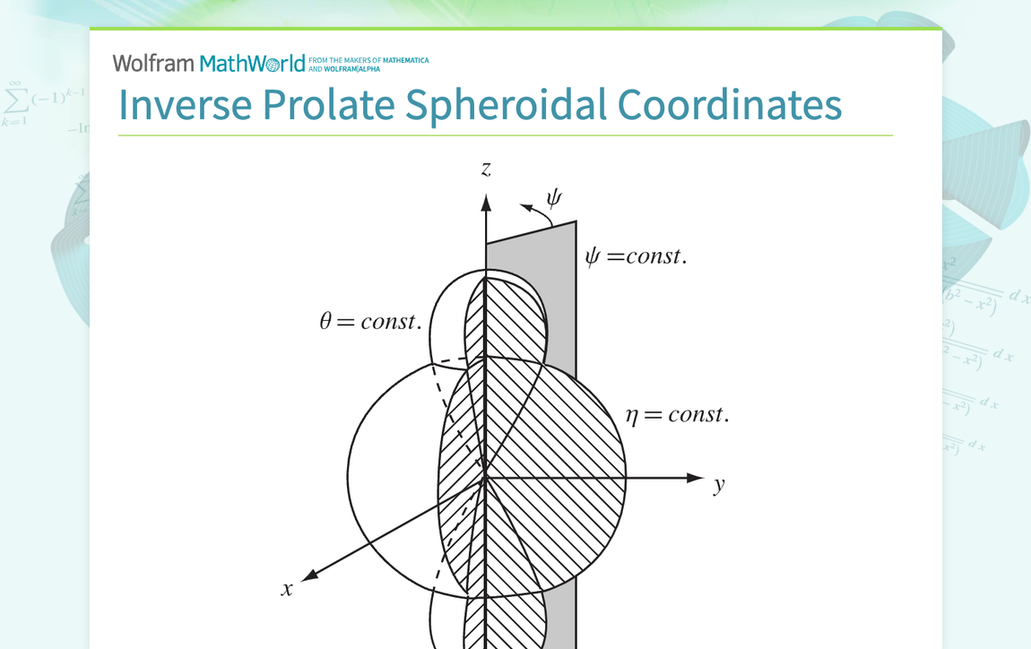 Inverse Prolate Spheroidal Coordinates -- from Wolfram MathWorld