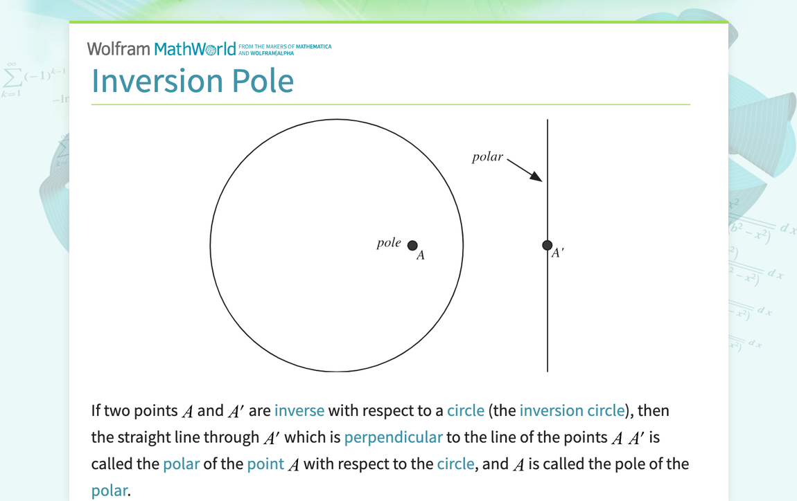 Inversion Pole -- from Wolfram MathWorld