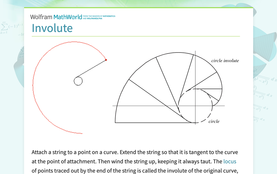 Involute -- from Wolfram MathWorld