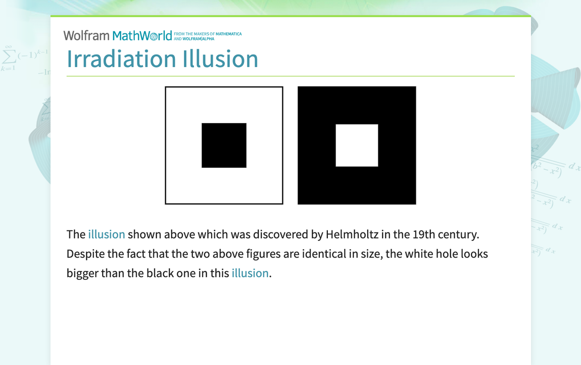Irradiation Illusion -- from Wolfram MathWorld