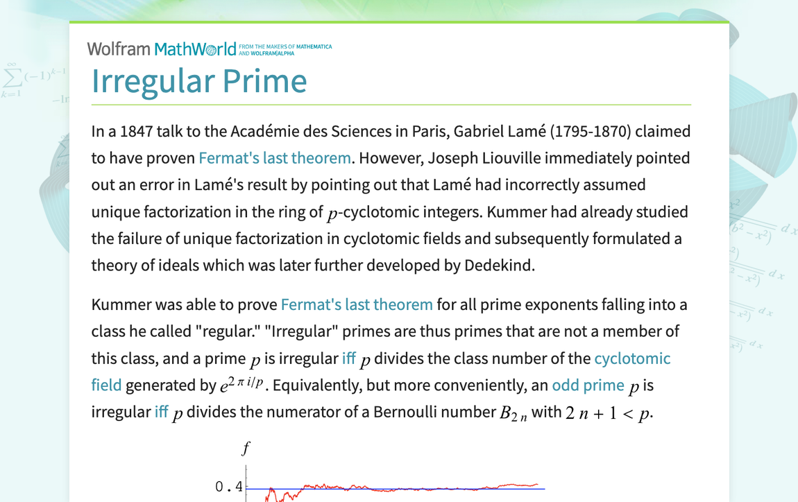 Irregular Prime -- from Wolfram MathWorld
