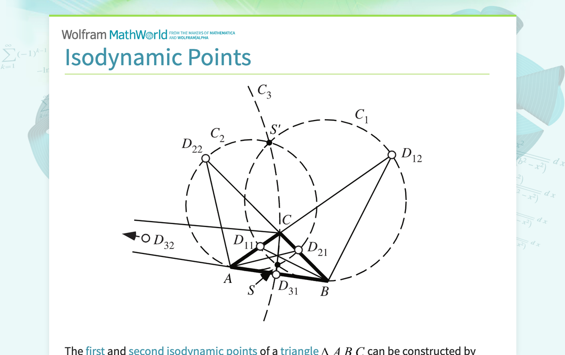 Isodynamic Points -- from Wolfram MathWorld