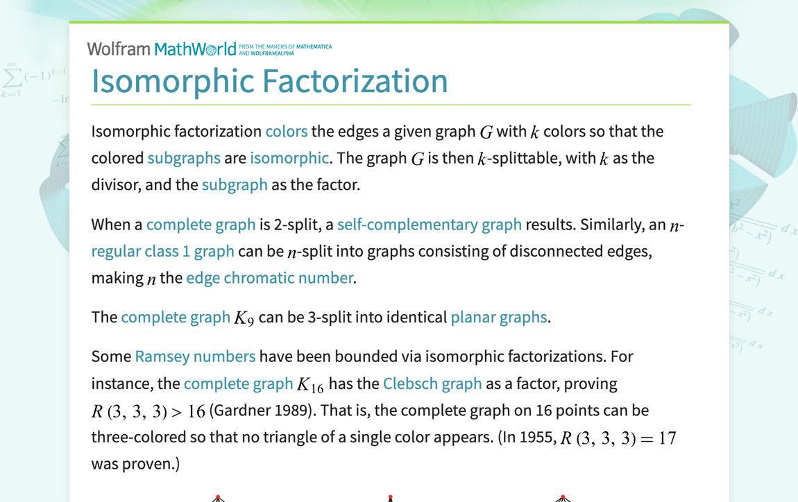 Isomorphic Factorization -- from Wolfram MathWorld