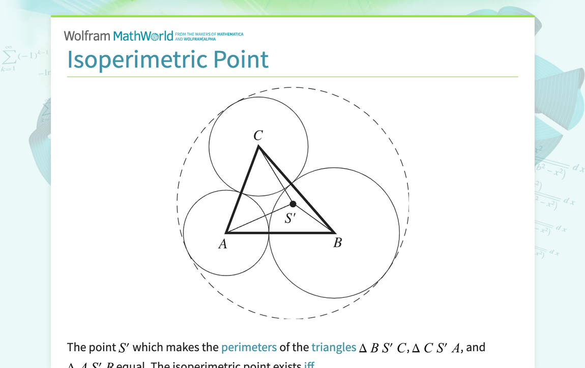 Isoperimetric Point -- from Wolfram MathWorld