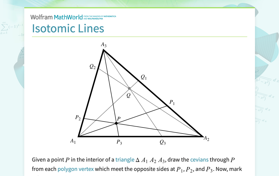 Isotomic Lines -- from Wolfram MathWorld