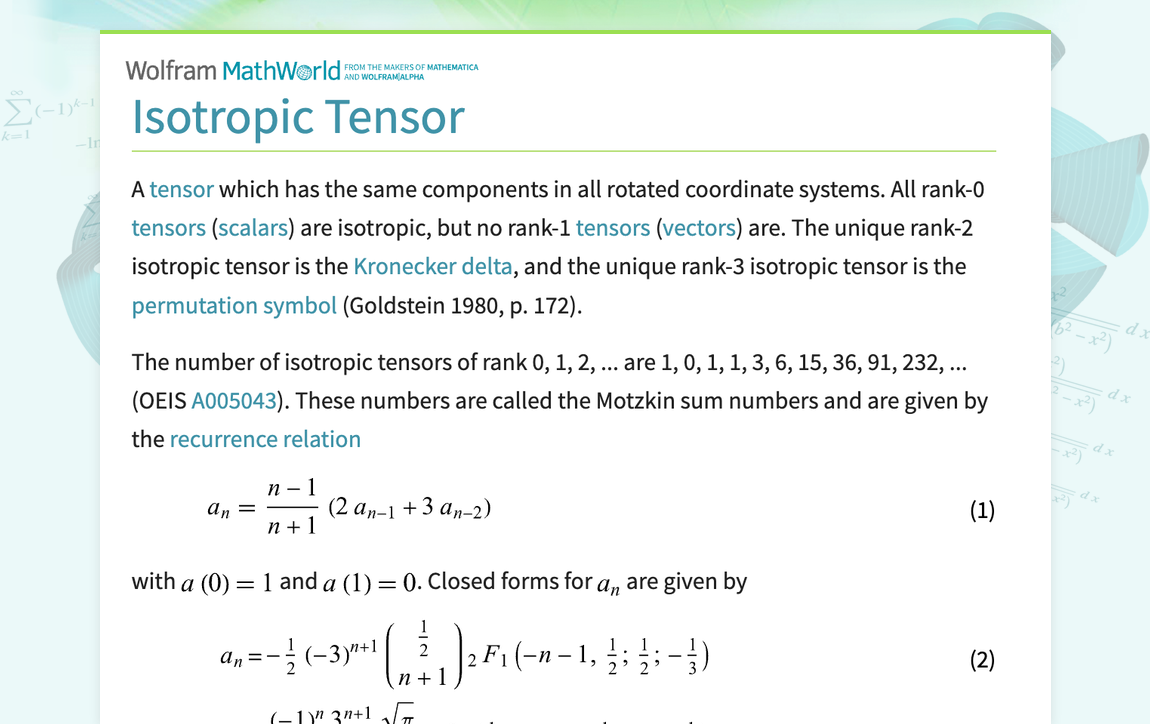 Isotropic Tensor -- from Wolfram MathWorld