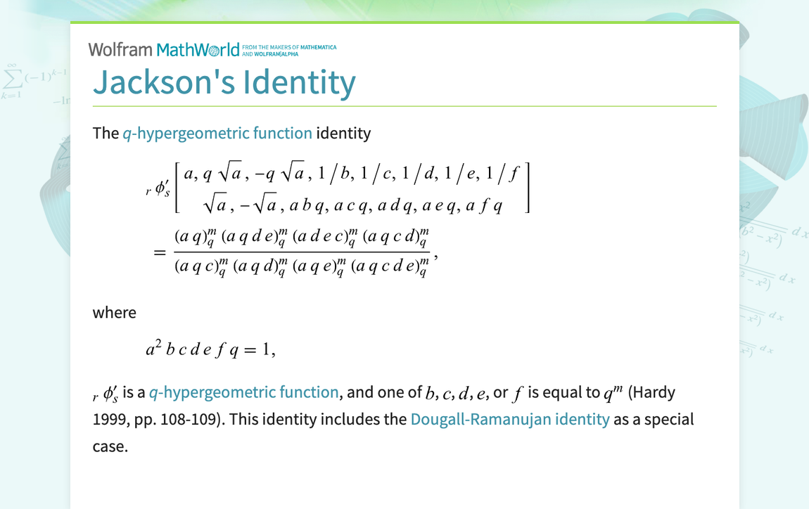 Jackson's Identity -- from Wolfram MathWorld