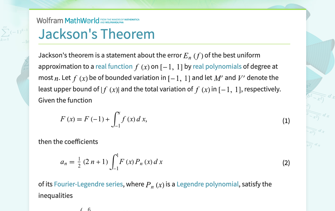 Jackson's Theorem -- from Wolfram MathWorld