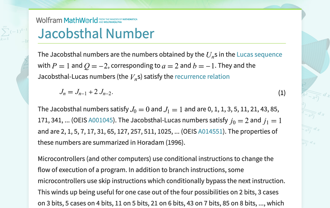 Jacobsthal Number -- from Wolfram MathWorld