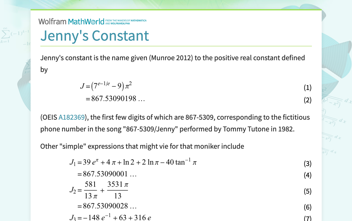 Jenny's Constant -- from Wolfram MathWorld