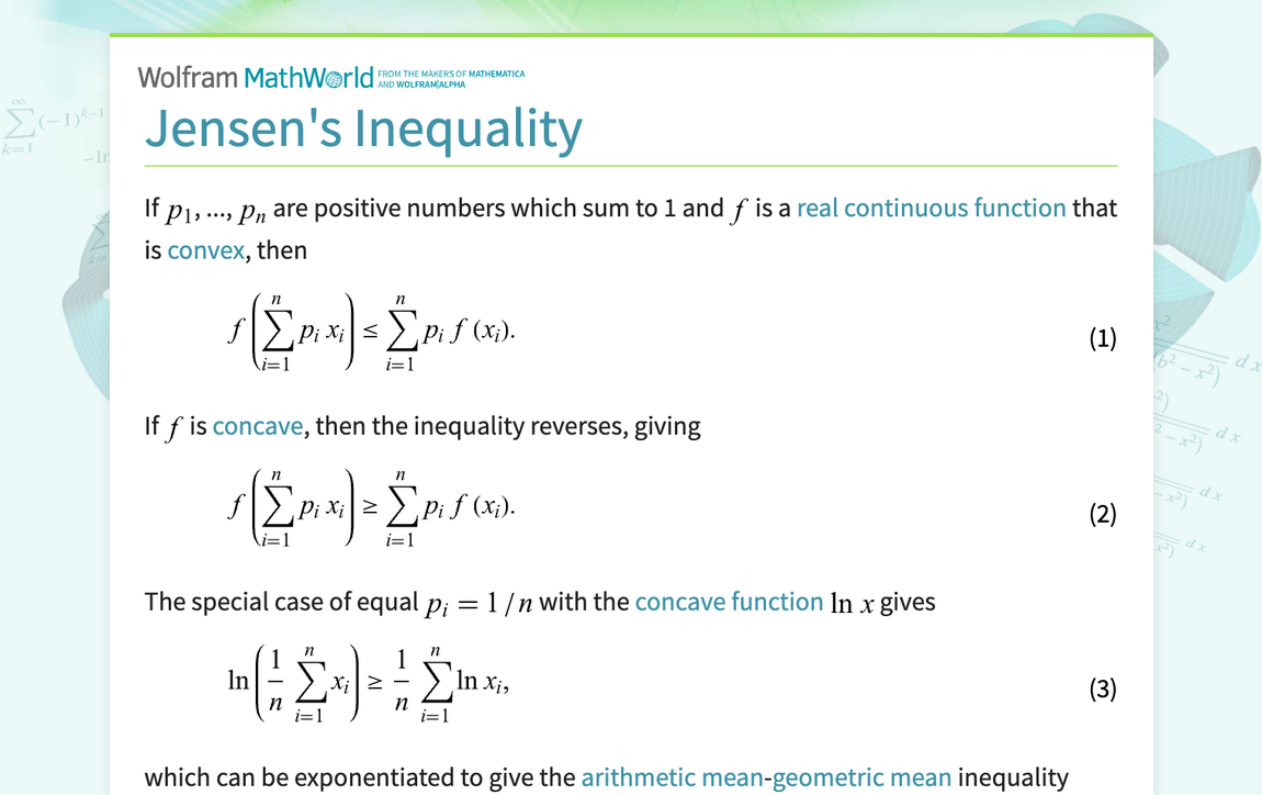Jensen's Inequality -- from Wolfram MathWorld