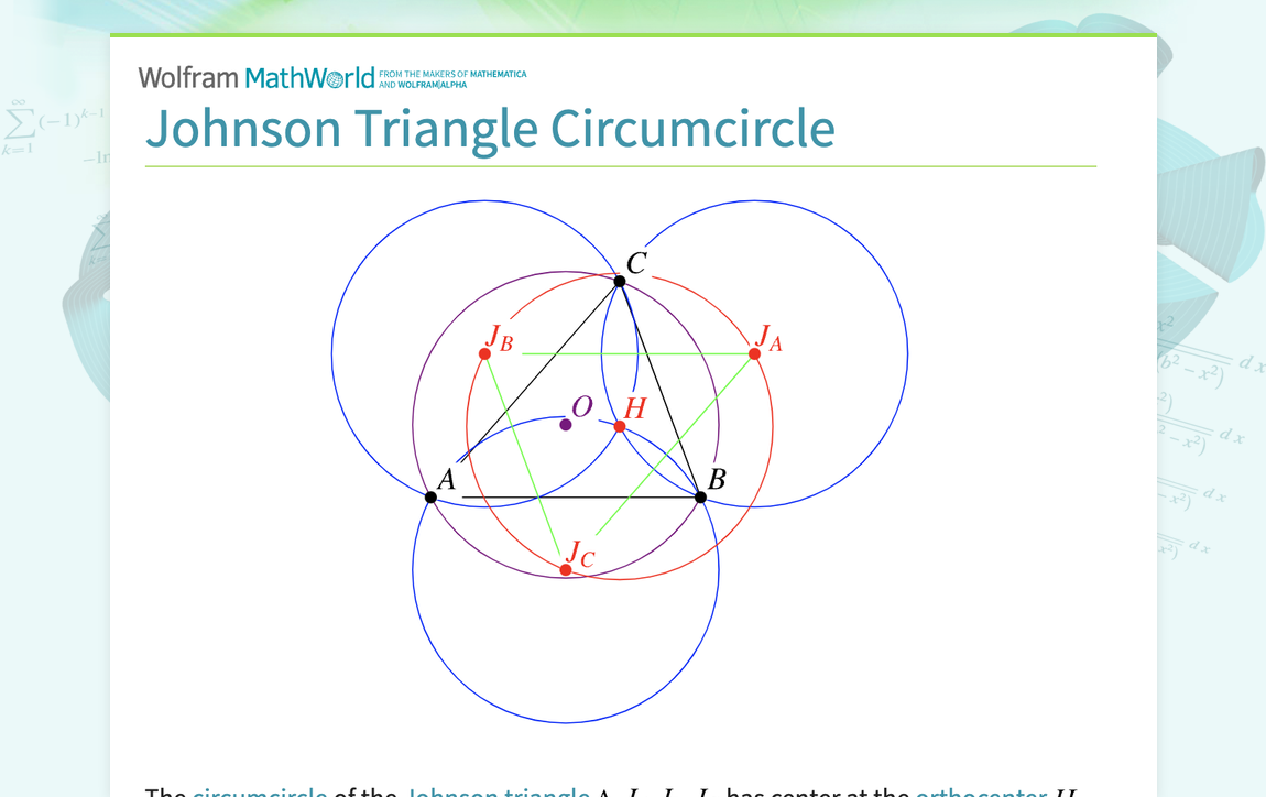 Johnson Triangle Circumcircle -- from Wolfram MathWorld