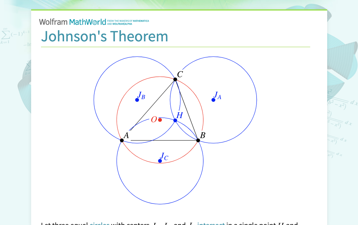 Johnson's Theorem -- from Wolfram MathWorld