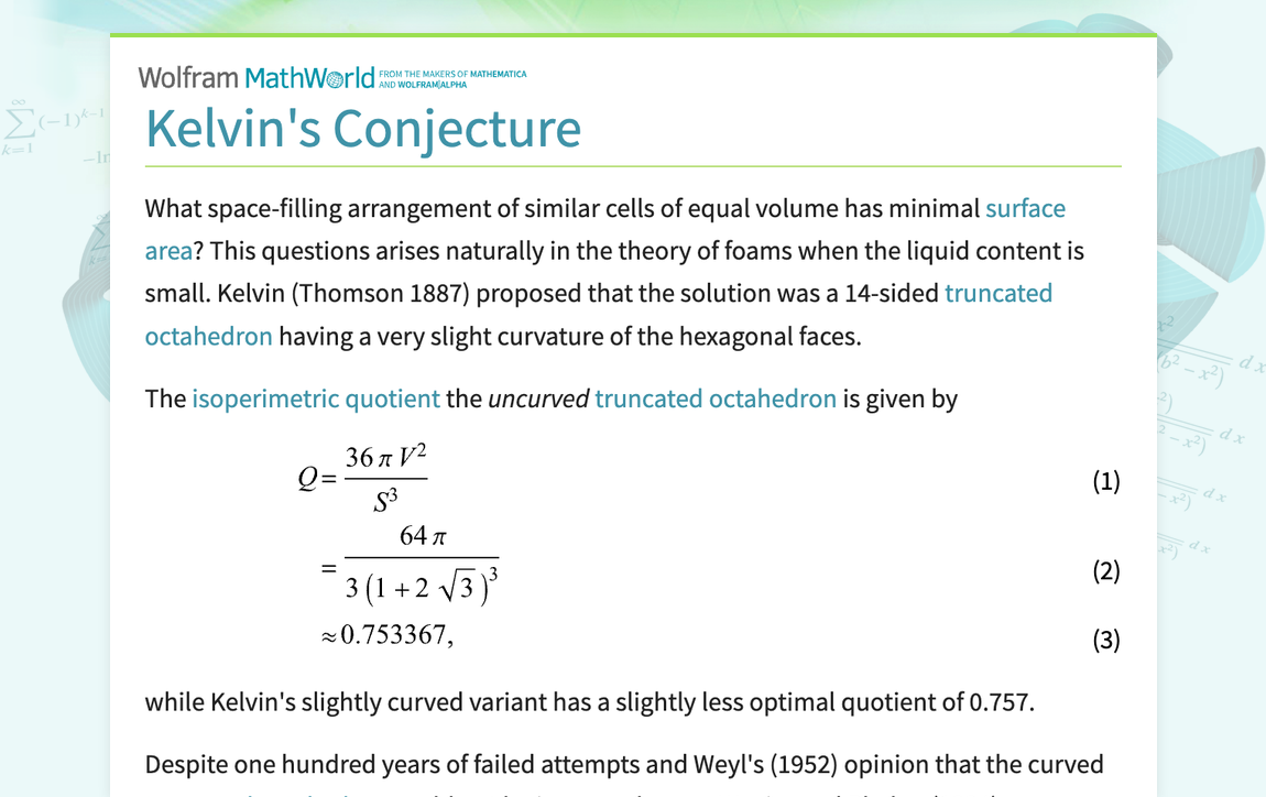 Kelvin's Conjecture -- from Wolfram MathWorld