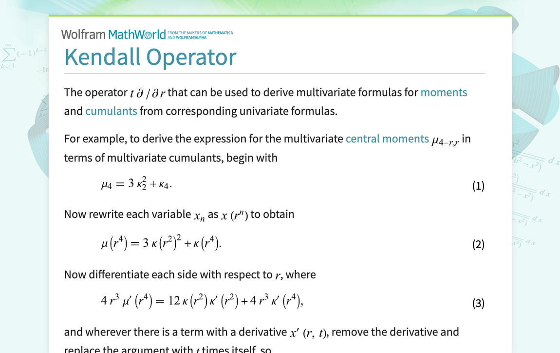 Kendall Operator -- from Wolfram MathWorld