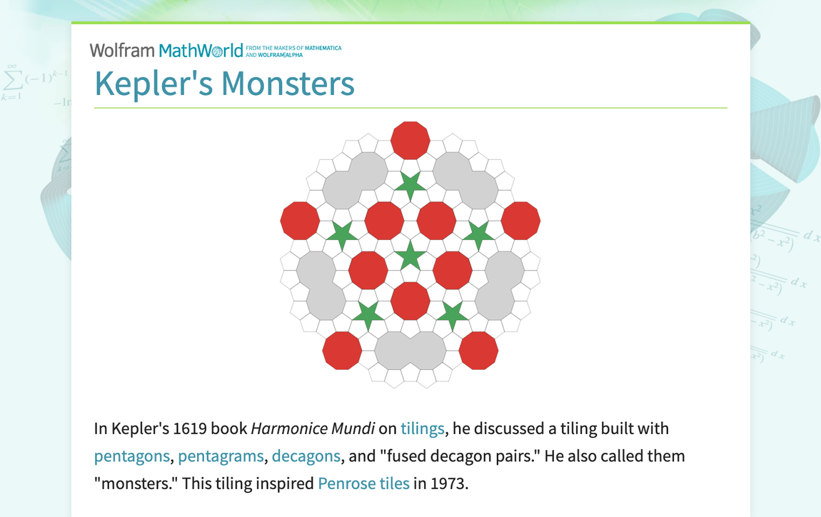 Kepler's Monsters -- from Wolfram MathWorld