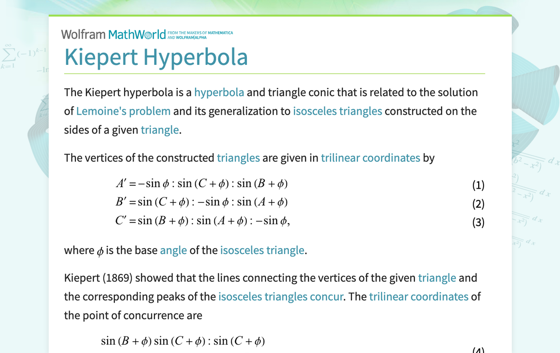 Kiepert Hyperbola -- from Wolfram MathWorld