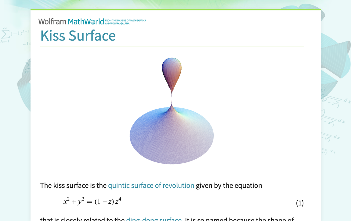 Kiss Surface -- from Wolfram MathWorld