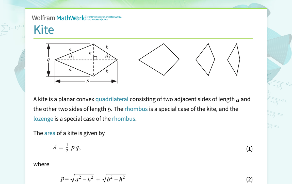 Kite -- from Wolfram MathWorld