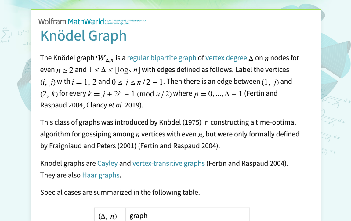 Knödel Graph -- from Wolfram MathWorld