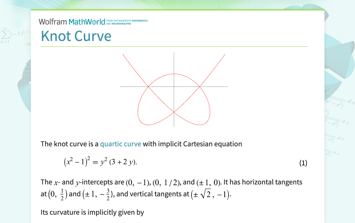 Knot Curve -- from Wolfram MathWorld