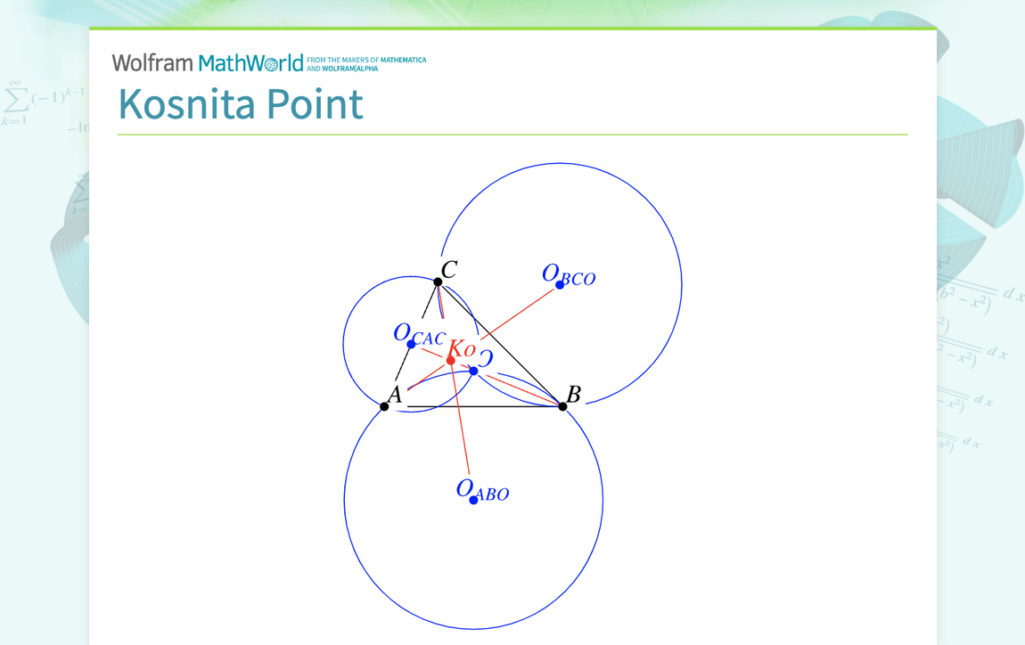 Kosnita Point -- from Wolfram MathWorld