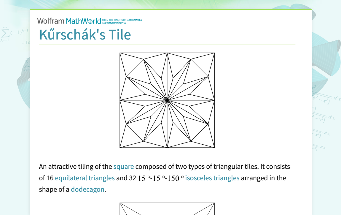 Kűrschák's Tile -- from Wolfram MathWorld
