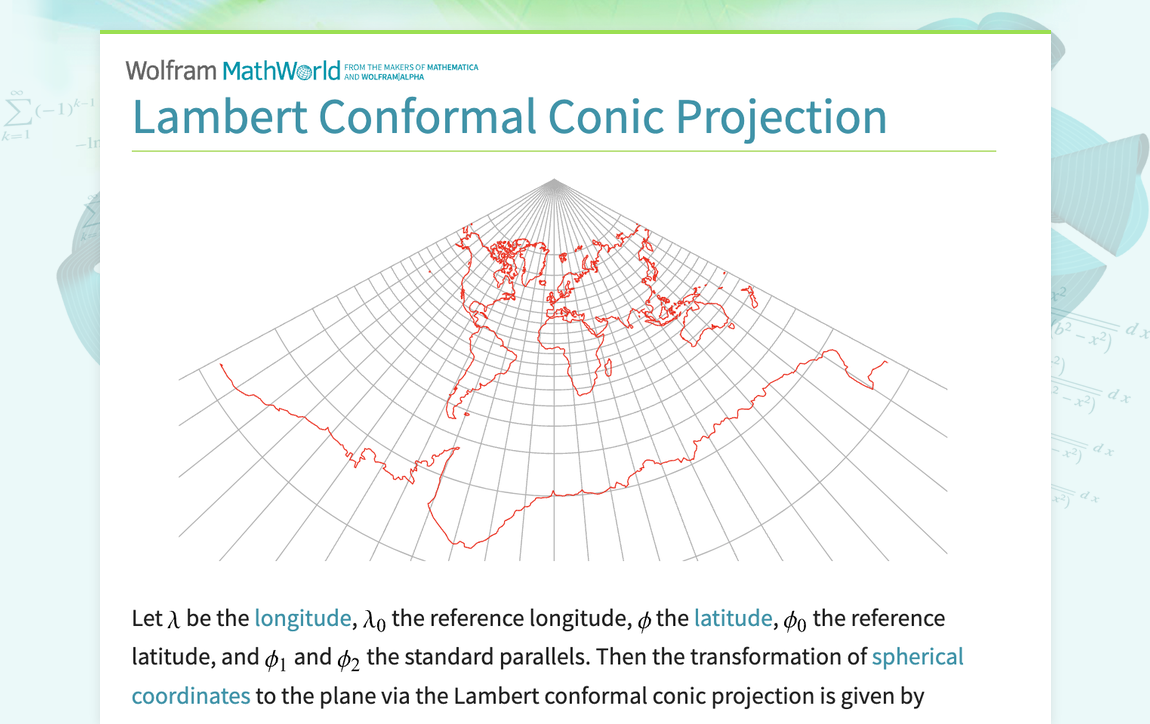 Lambert Conformal Projection The Lambert Conformal Conic Projection