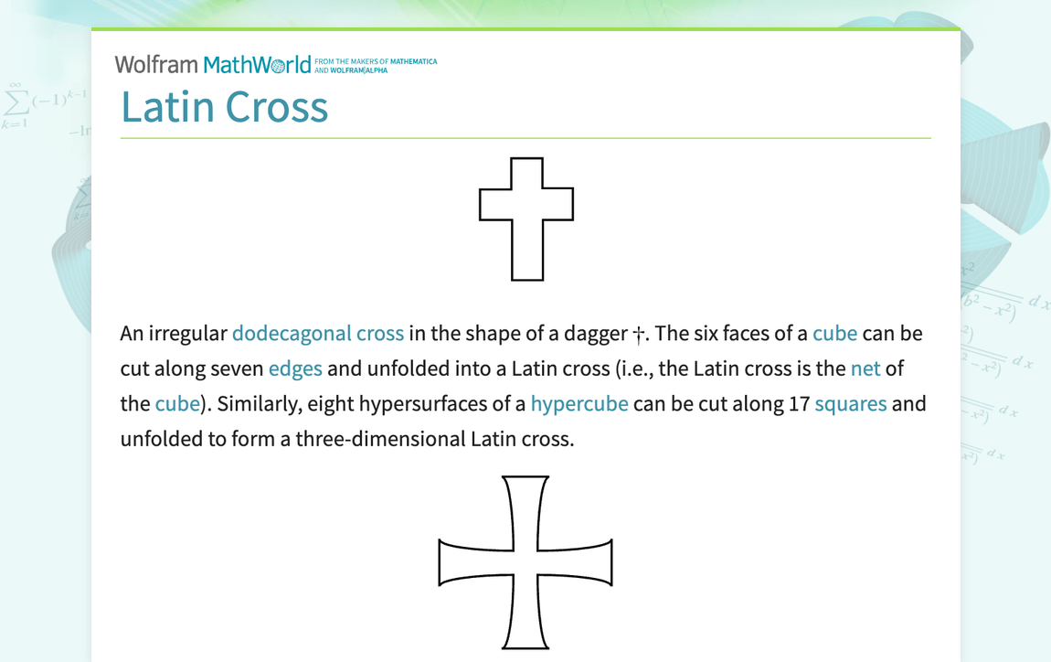 Latin Cross -- from Wolfram MathWorld