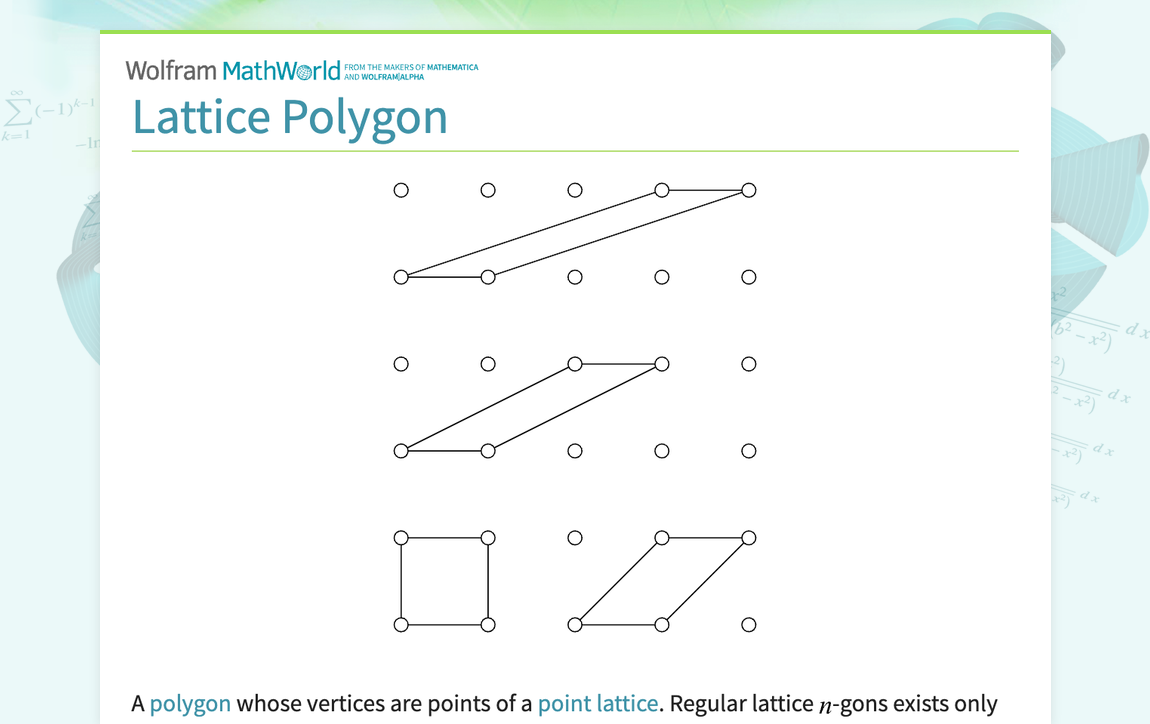 Lattice Polygon -- from Wolfram MathWorld